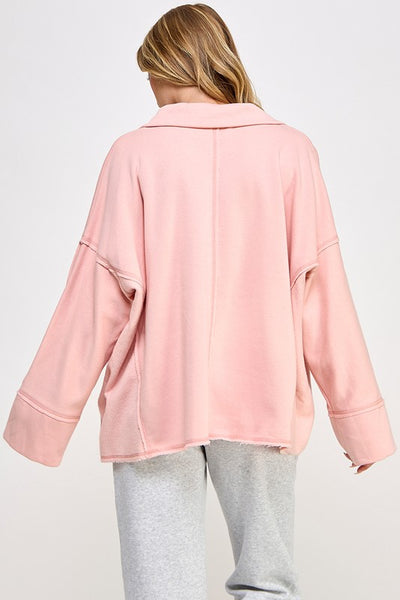 V-Neck Dolman Sleeve Pullover Pink - Southern Fashion Boutique Bliss