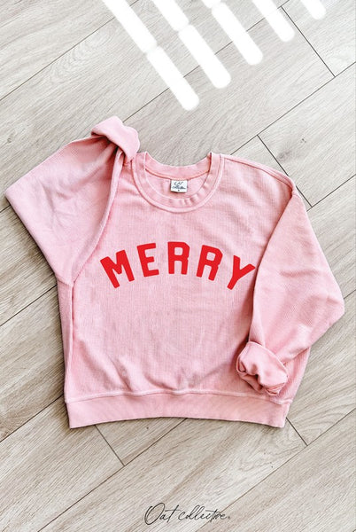 Merry Cropped Thermal Pullover Pink - Southern Fashion Boutique Bliss