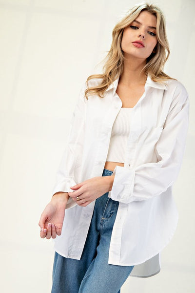 Loose Fit Button Down Top Off White - Southern Fashion Boutique Bliss