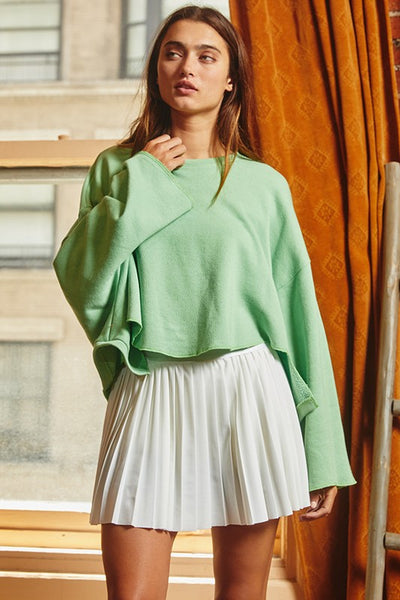 Solid Hi-low Crop Top Sage - Southern Fashion Boutique Bliss