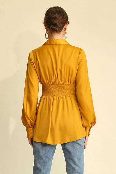 Satin Plunge Tunic Top Golden - Southern Fashion Boutique Bliss
